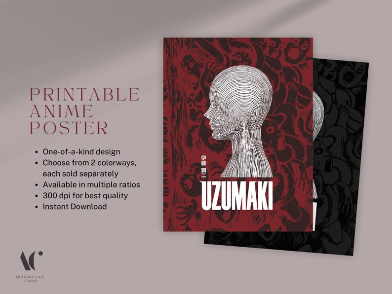 Junji Ito Uzumaki Manga Art Print Horror Minimalist Japnese Manga Wall ...