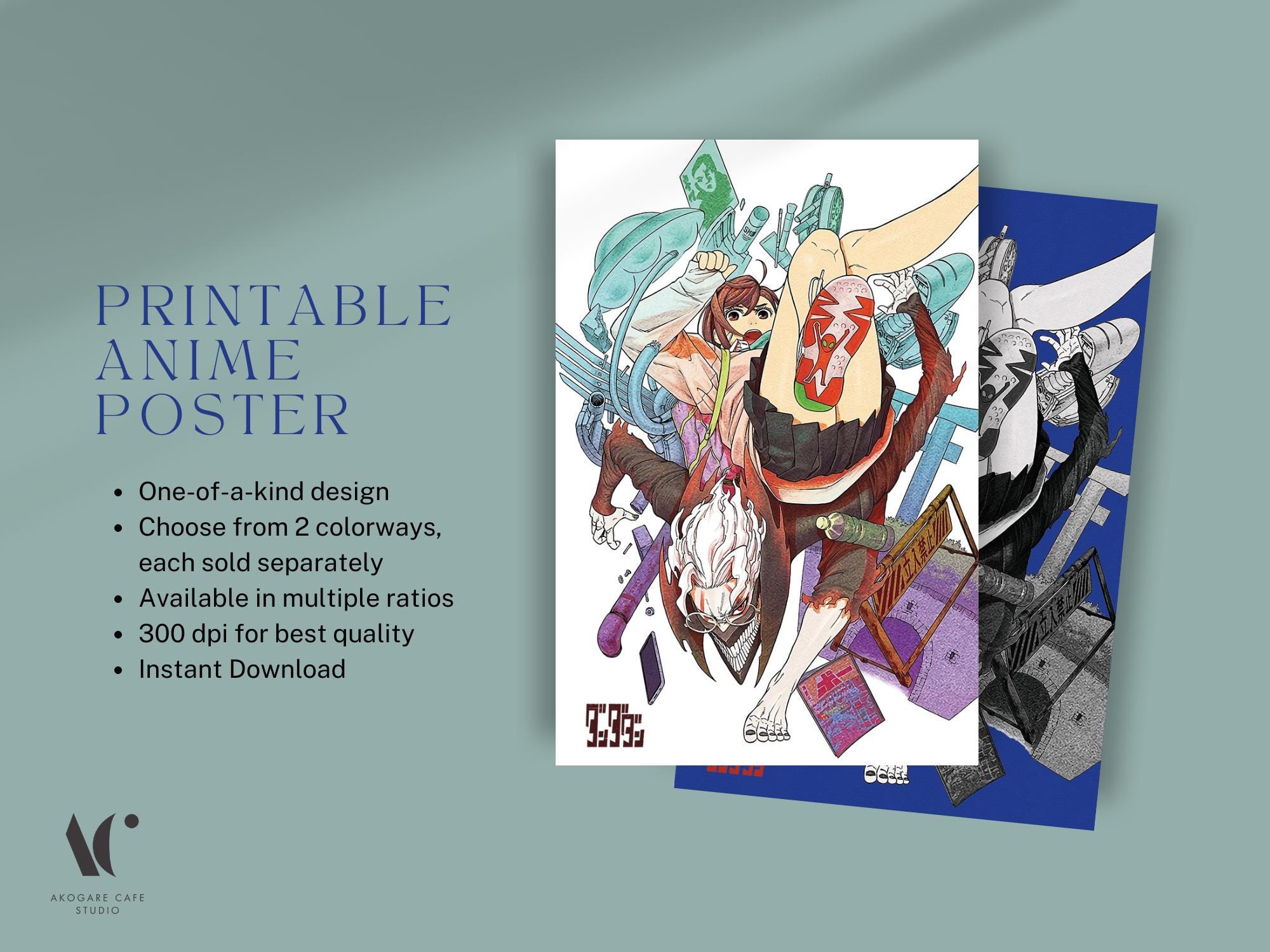 Dandadan Manga Art Print Momo Ayase Okarun Printable Poster Minimalist ...