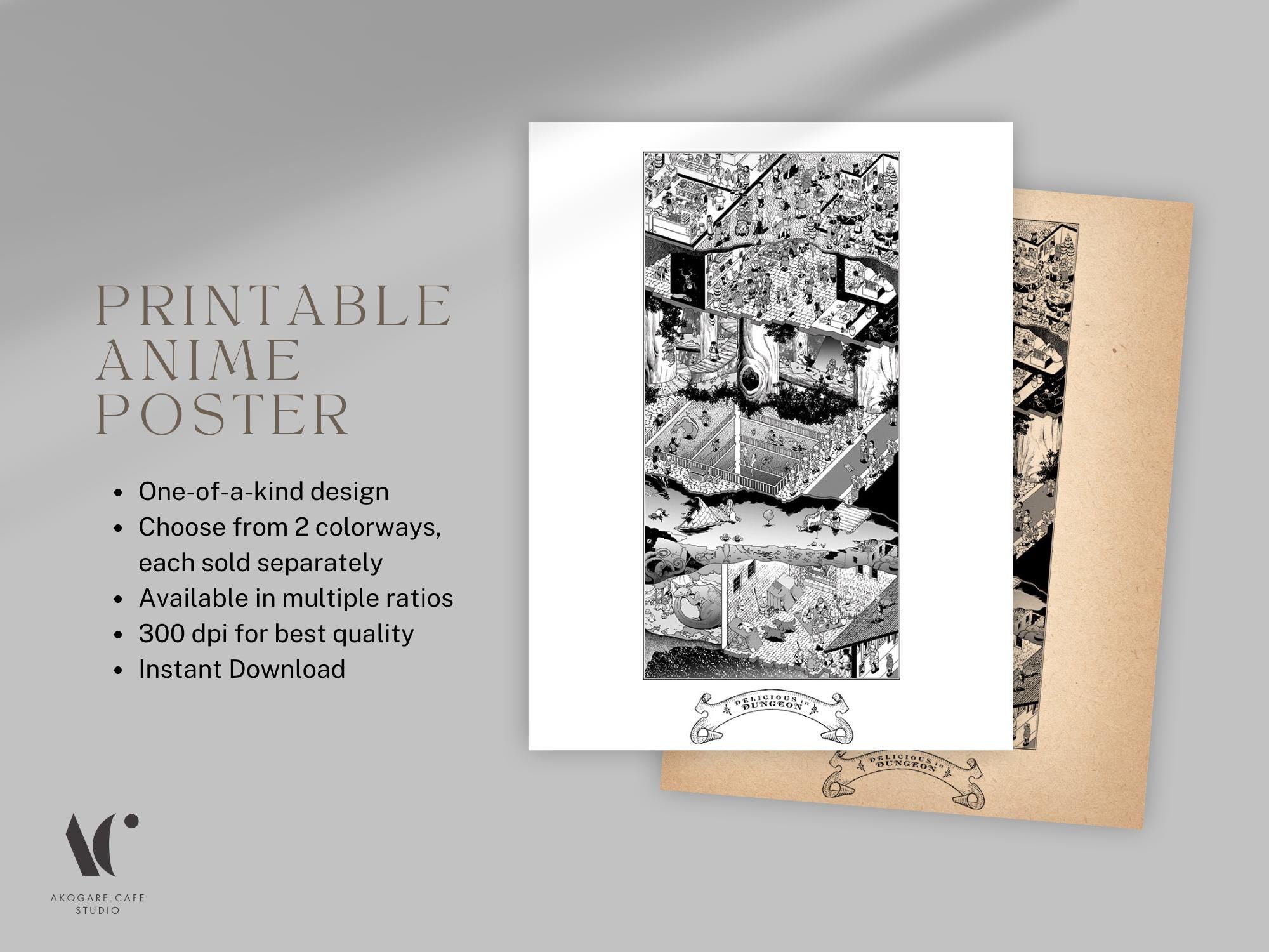 Dungeon Meshi Premium Manga Art Print Delicious in Dungeon Cozy Poster ...