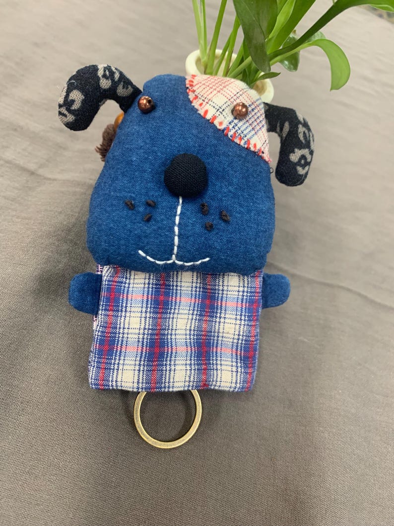 Patchwork Zipper Key Holder, Airpods Pouch, Fabric Key Ring, Cute ...