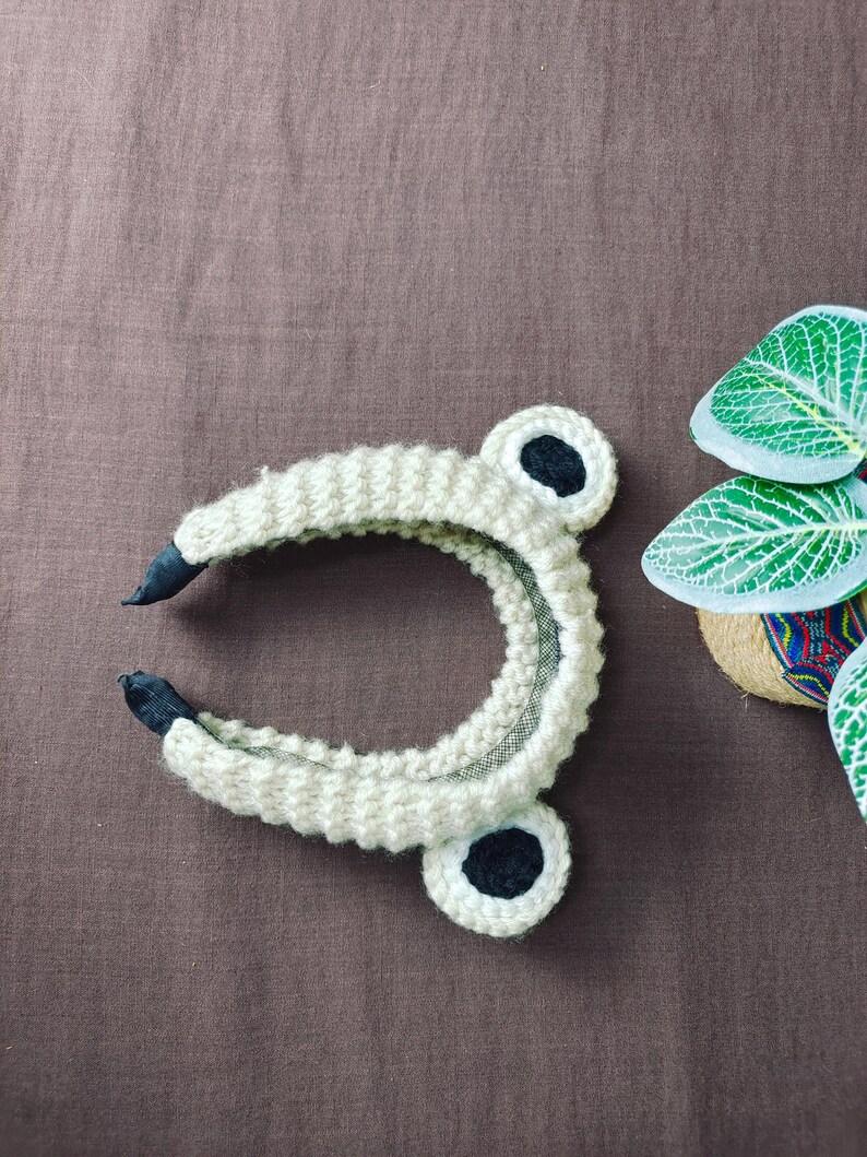 Frog Crochet Headband, Frog Eyes Hairband, Toad Knitted Headband, Cute ...