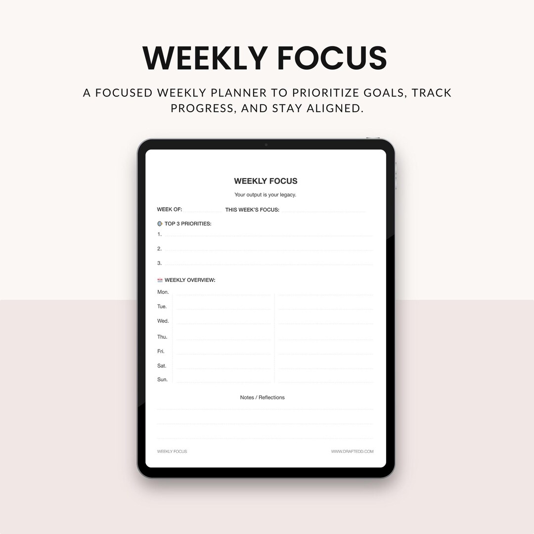 Weekly Focus Planner Template | Printable PDF in Letter & A4 Sizes - Etsy