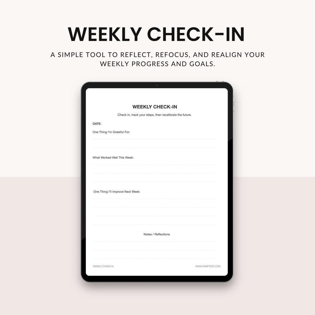 Weekly Check-in Template | Printable Digital Planner PDF in Letter & A4 ...