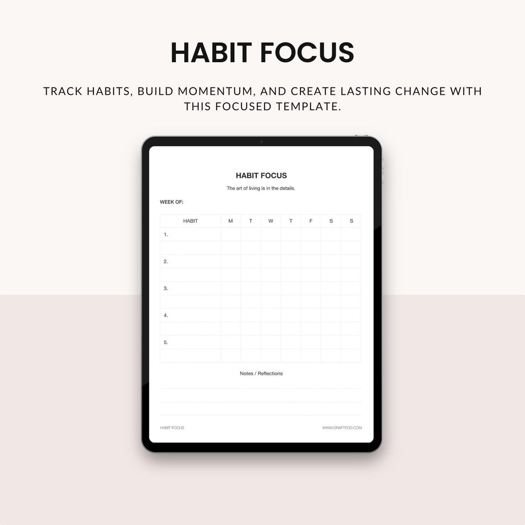 Habit Focus Template | Printable Daily Habit Tracker for Building ...