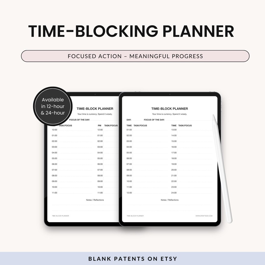 Time-blocking Planner Template | Digital Daily Schedule Organizer | A4 ...