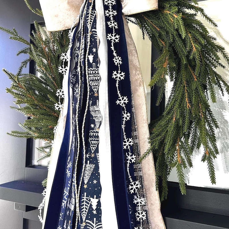 Blue Bow for Door Wreath - Etsy