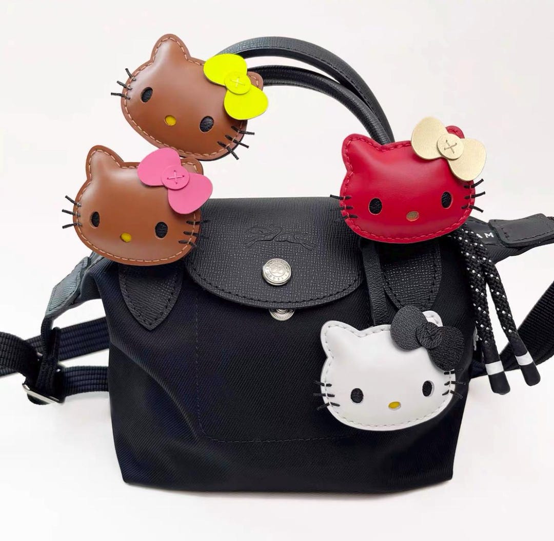 Cowhide Leather Hello Kitty Charm, Leather Bag Charm, Handbag and Purse ...