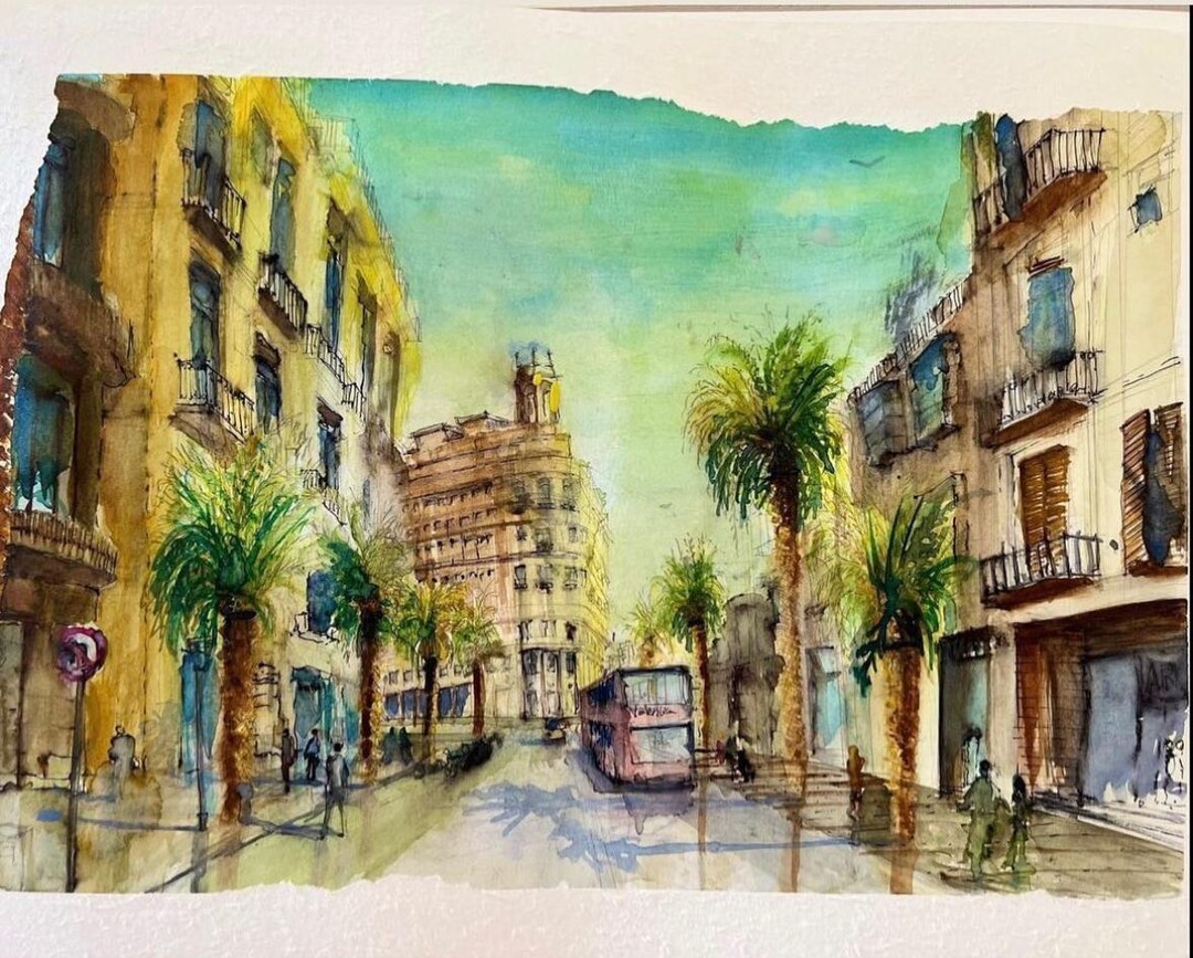 Streets of Valencia Original Watercolor Painting - Etsy