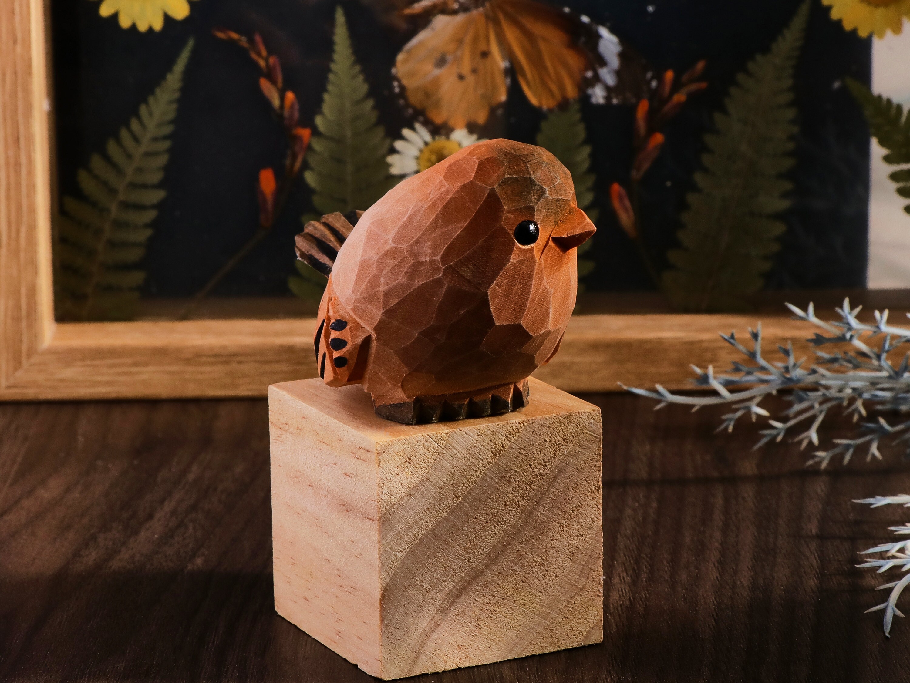 Raise a Sparrow, Realistic Animal, Bird Wood Carving, Christmas Gift ...