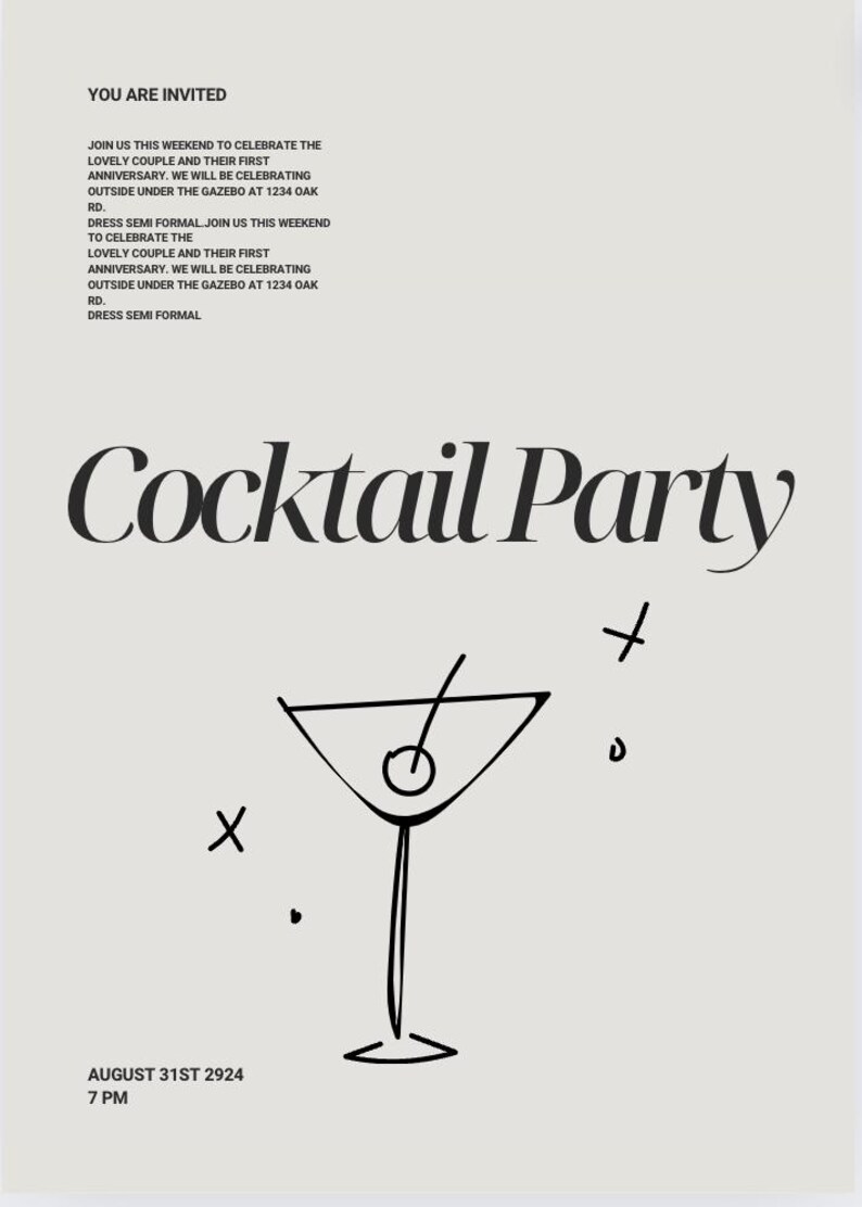 Cocktail Party Invite - Digital - Etsy