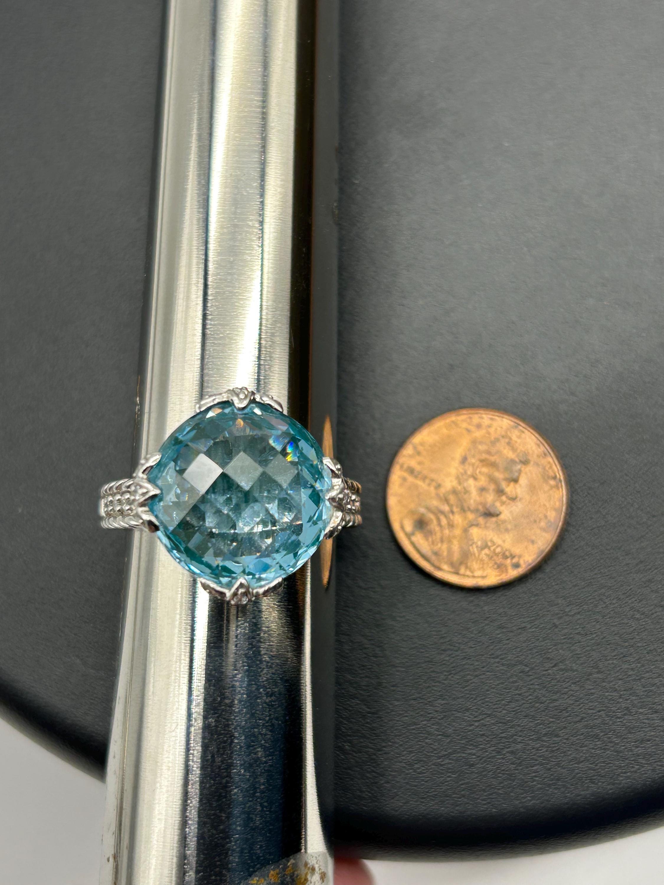 Judith Ripka Blue Topaz 925 Sterling Silver Elegant Cocktail Ring - Etsy