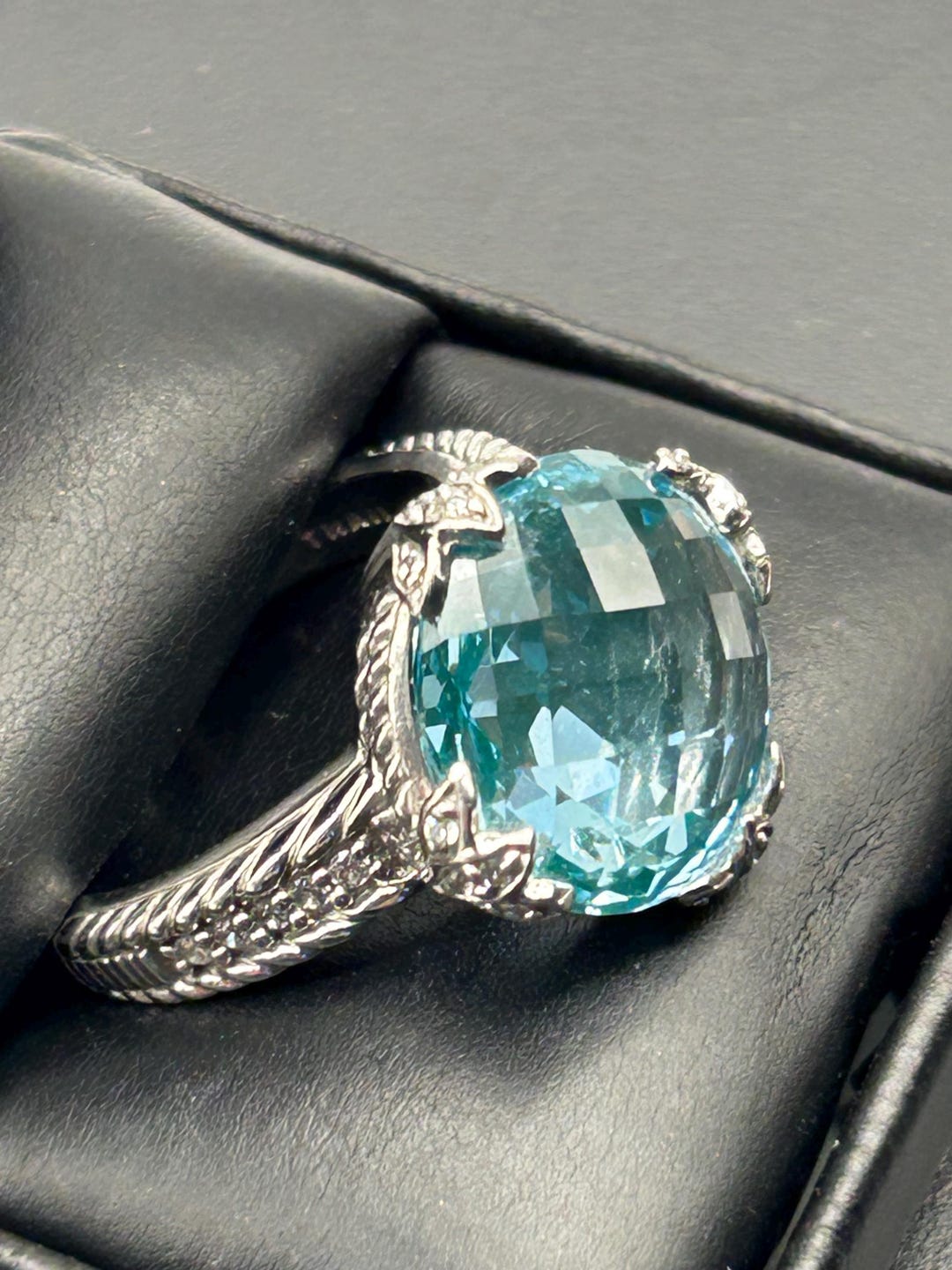 Judith Ripka Blue Topaz 925 Sterling Silver Elegant Cocktail Ring - Etsy