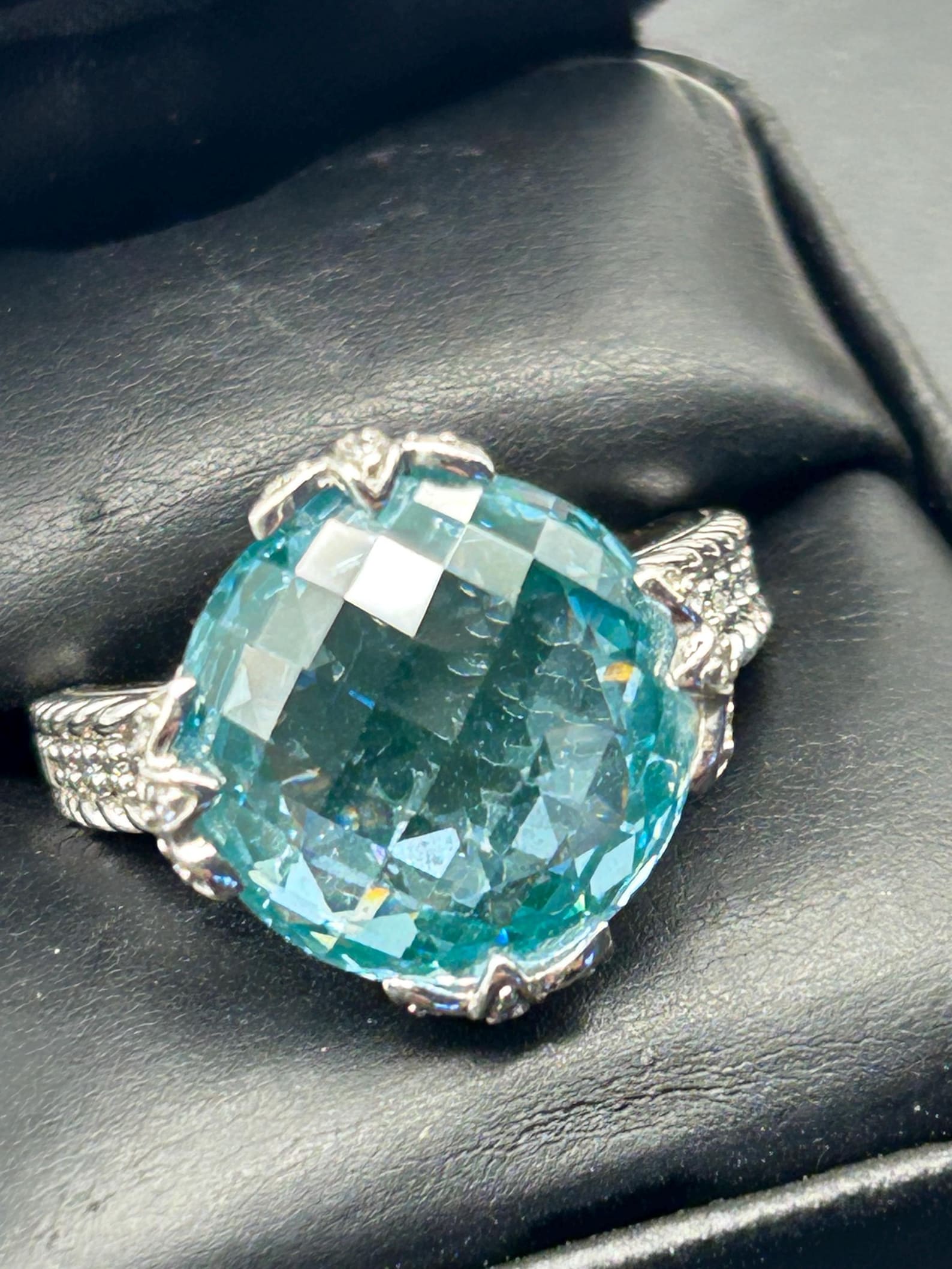 Judith Ripka Blue Topaz 925 Sterling Silver Elegant Cocktail Ring - Etsy