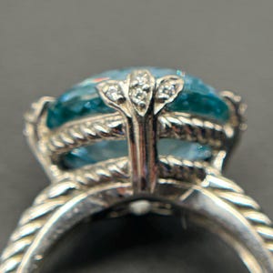 Judith Ripka Blue Topaz 925 Sterling Silver Elegant Cocktail Ring - Etsy