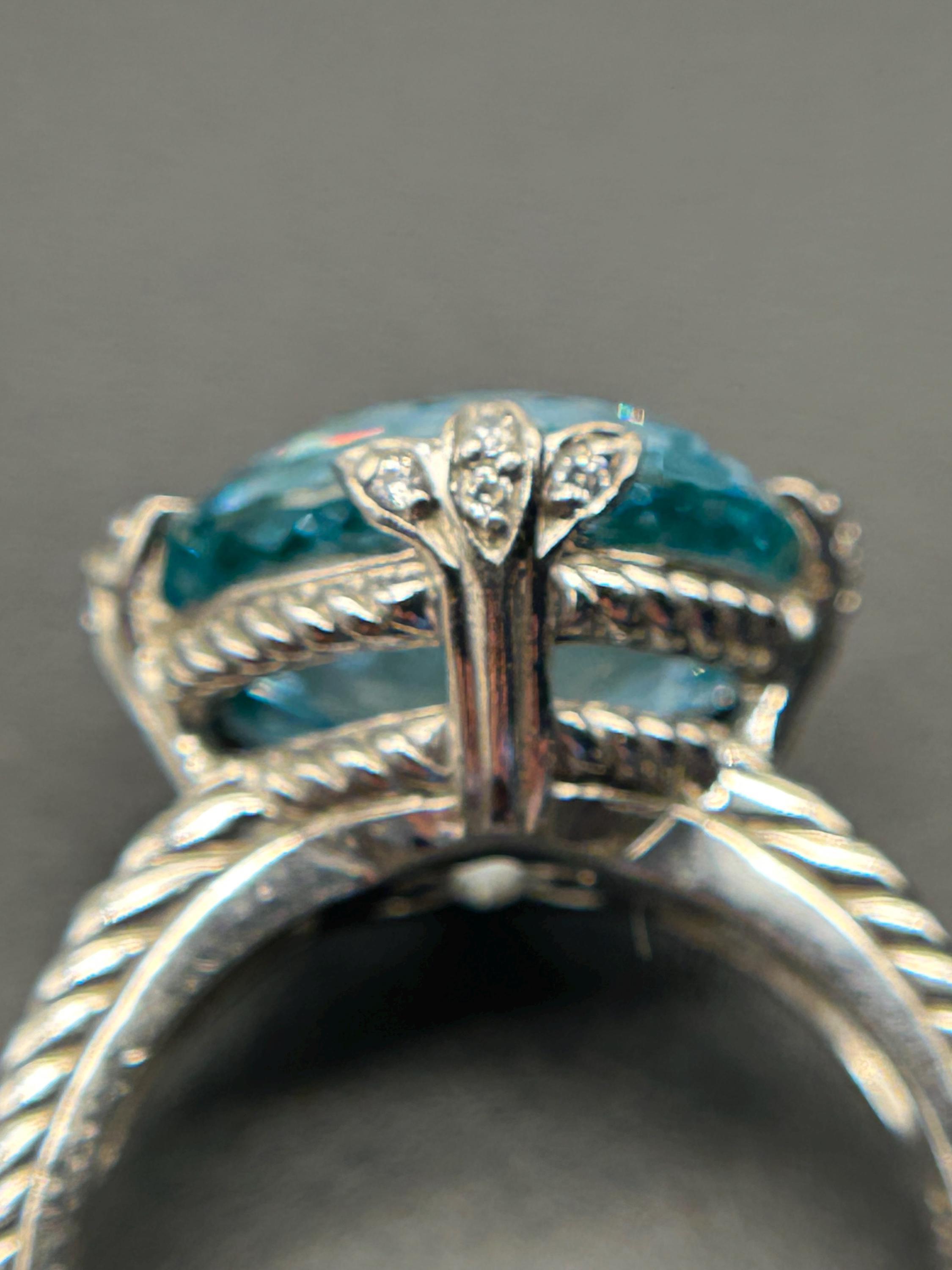 Judith Ripka Blue Topaz 925 Sterling Silver Elegant Cocktail Ring - Etsy