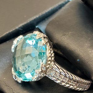 Judith Ripka Blue Topaz 925 Sterling Silver Elegant Cocktail Ring - Etsy