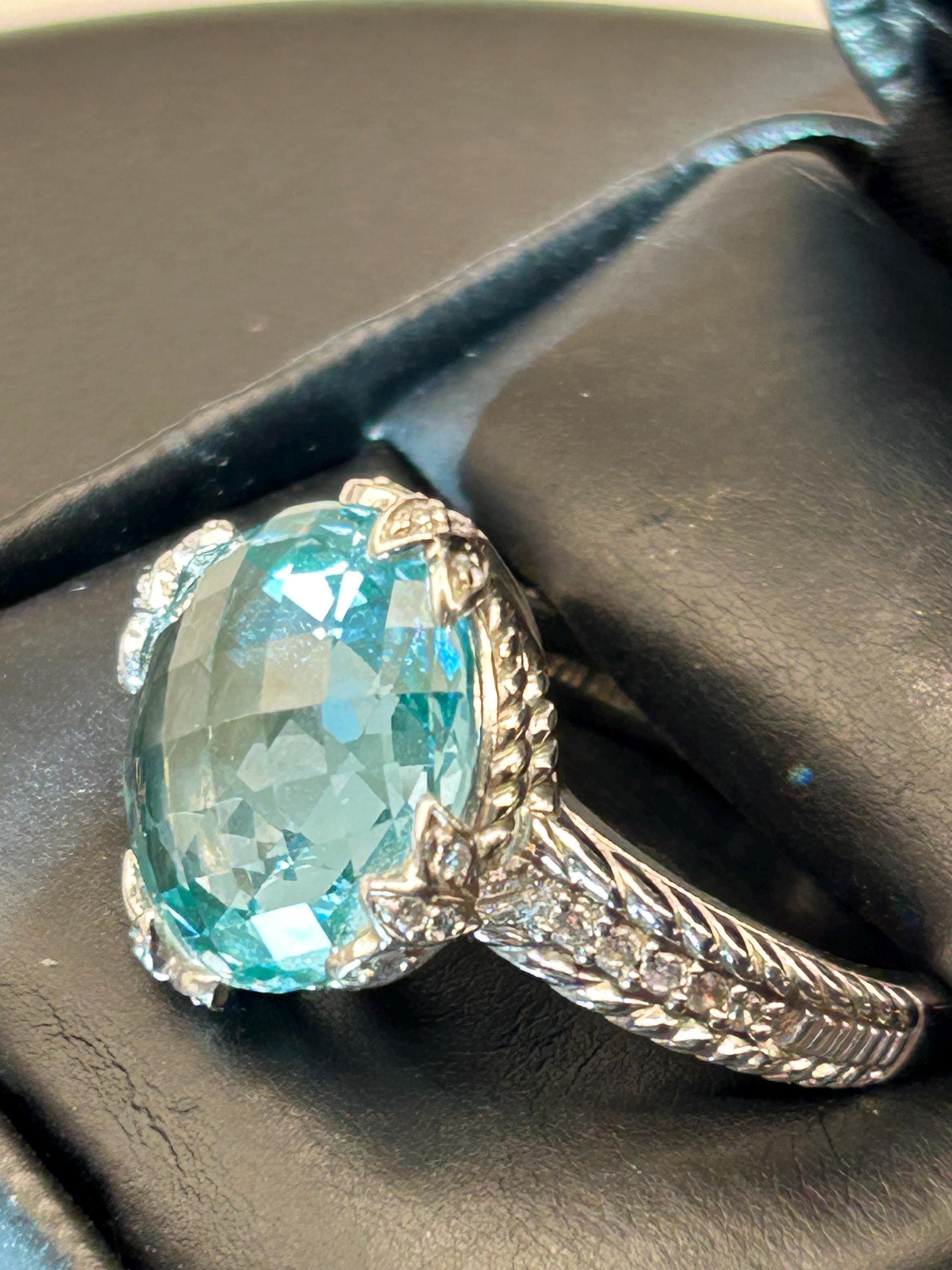 Judith Ripka Blue Topaz 925 Sterling Silver Elegant Cocktail Ring - Etsy
