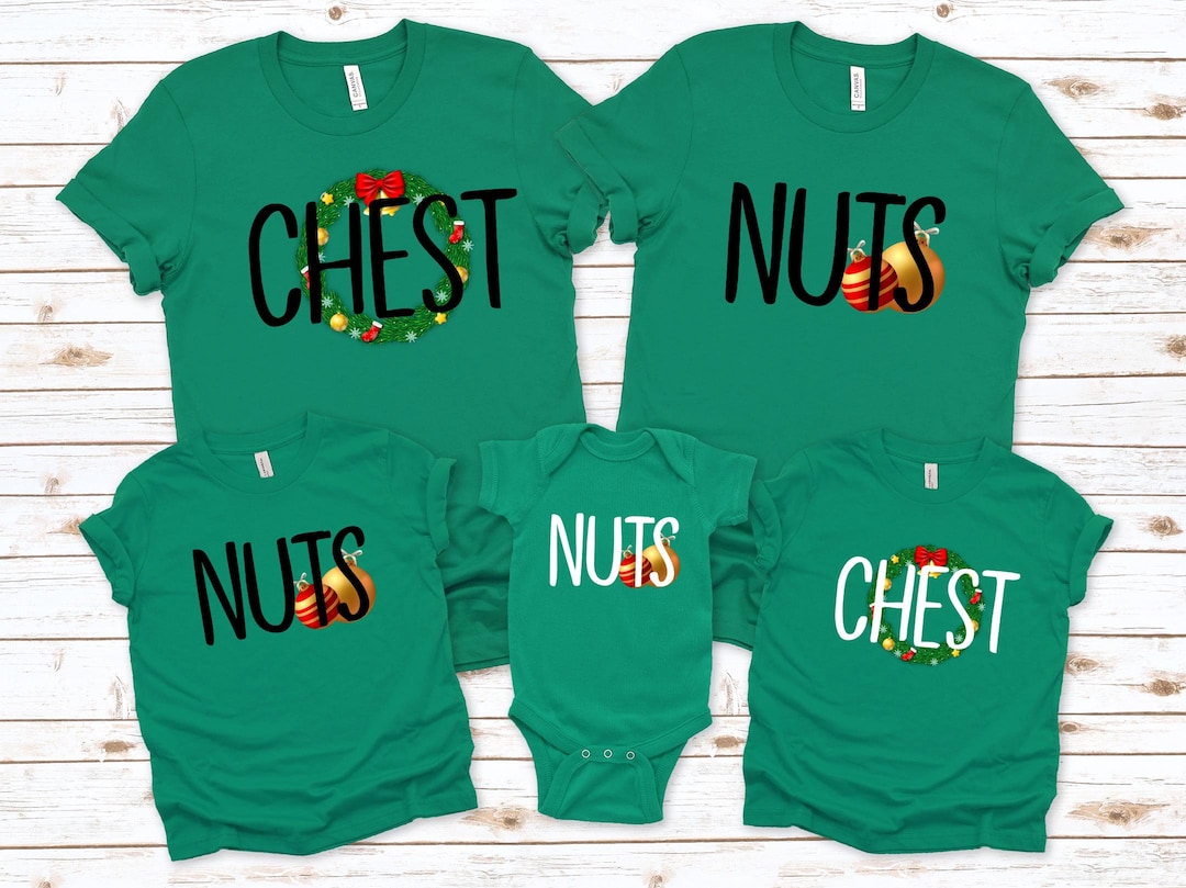 Christmas 'chest & Nuts' Matching T-shirt Set, Holiday Couple Shirts ...