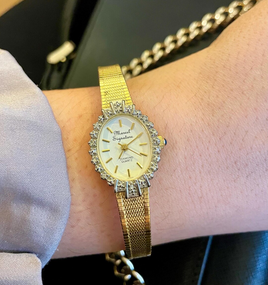 Vintage 1960s Dress Cocktail Wristwatch Japan Quartz Movement Gold ...