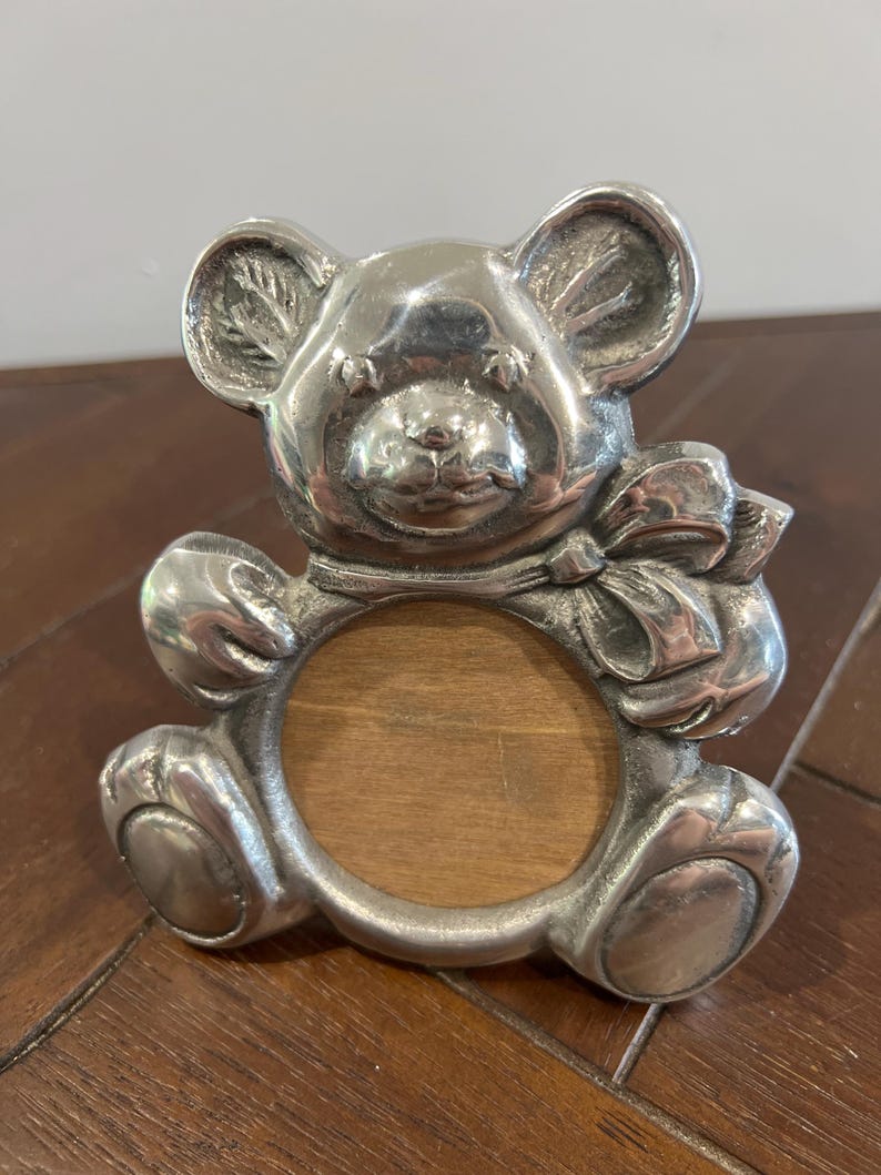 Vintage Pewter Teddy Bear Frame - Etsy