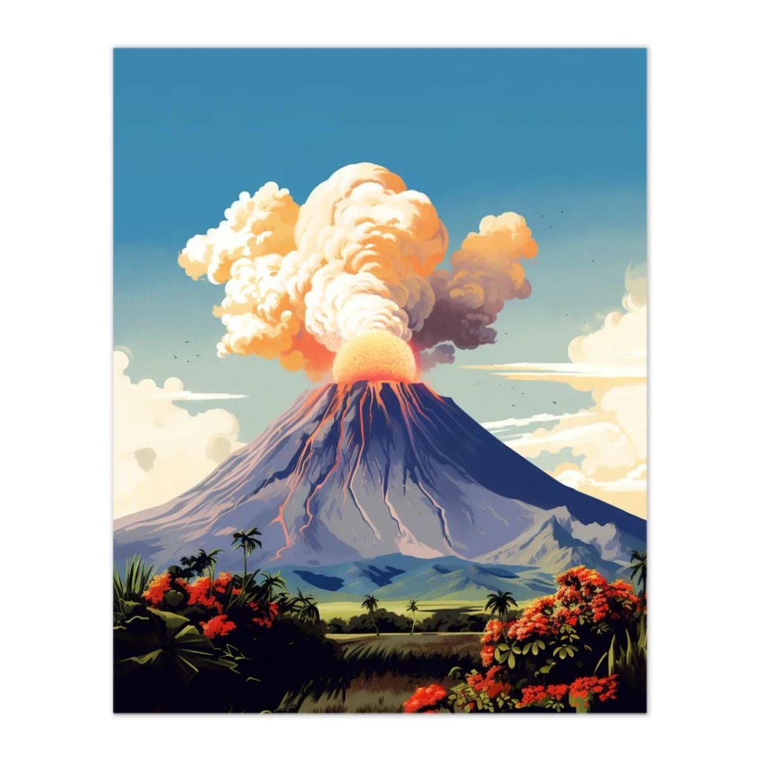 Erupting Volcano Paint by Numbers Kit Vertical Frameless Adult - Etsy