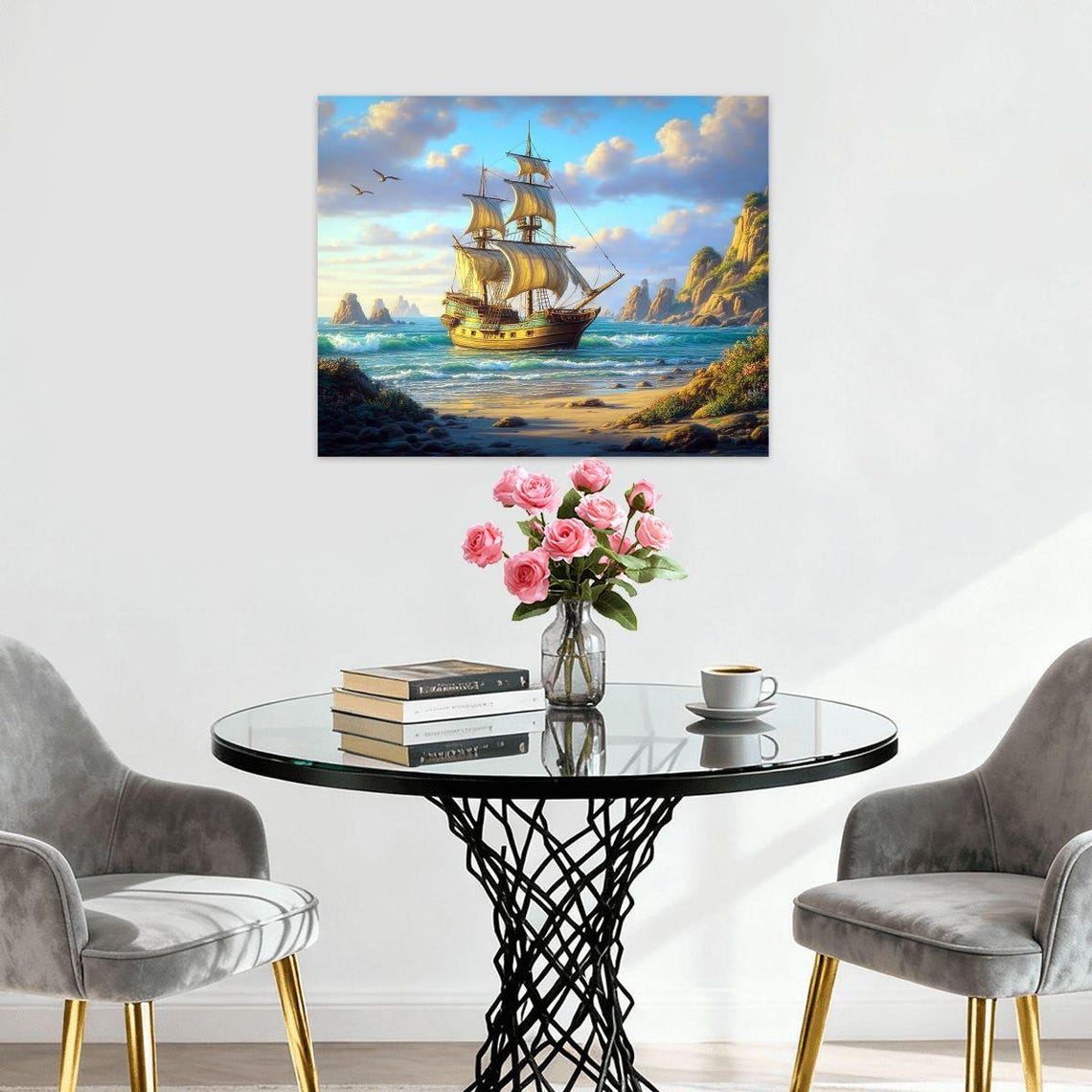Classic Sailing Ship Coastal Shore Paint by Number Kit - DIY Maritime ...