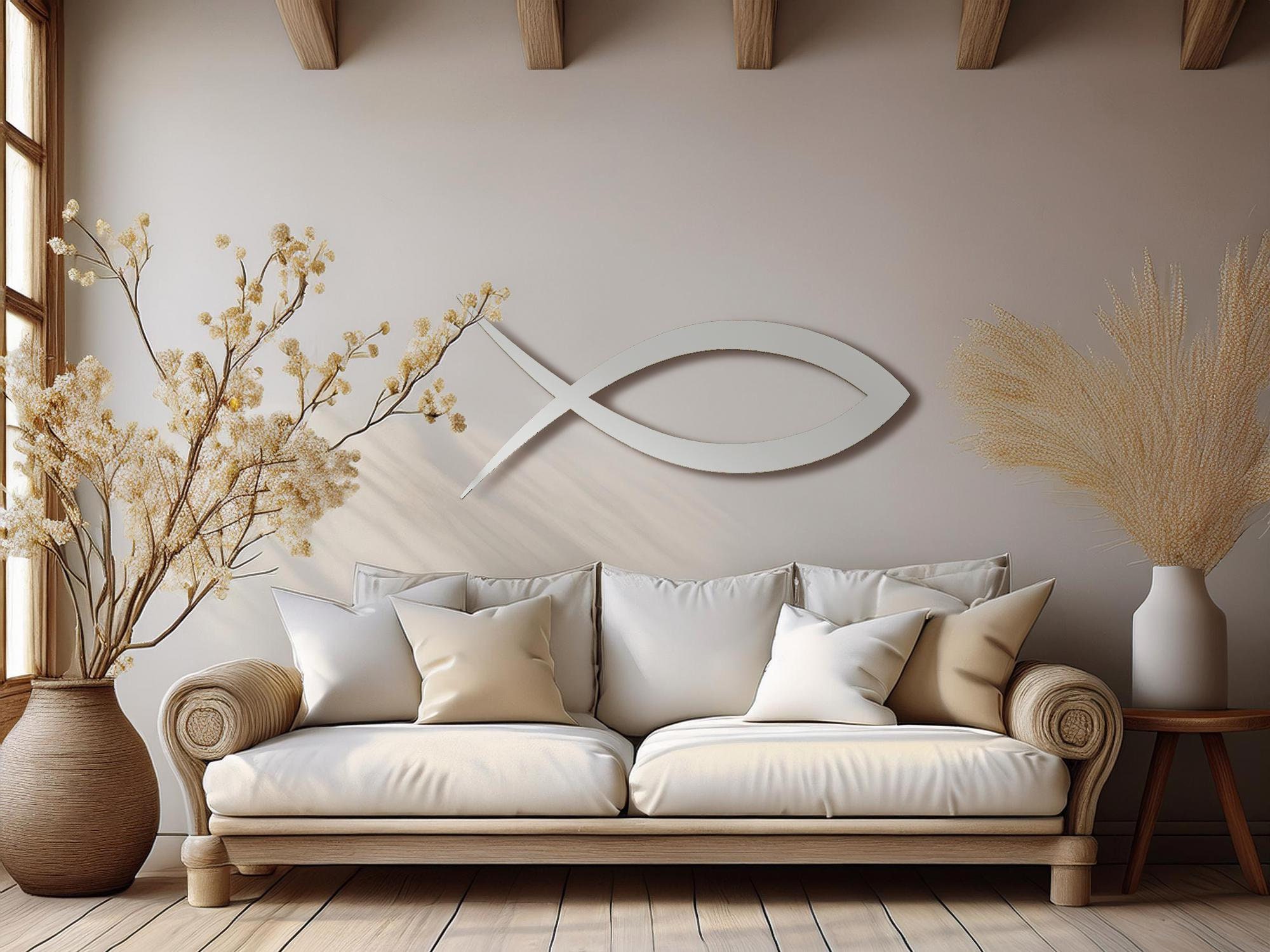 Christian Fish Metal Sign | Ichthys Wall Decor With Bible Verse ...