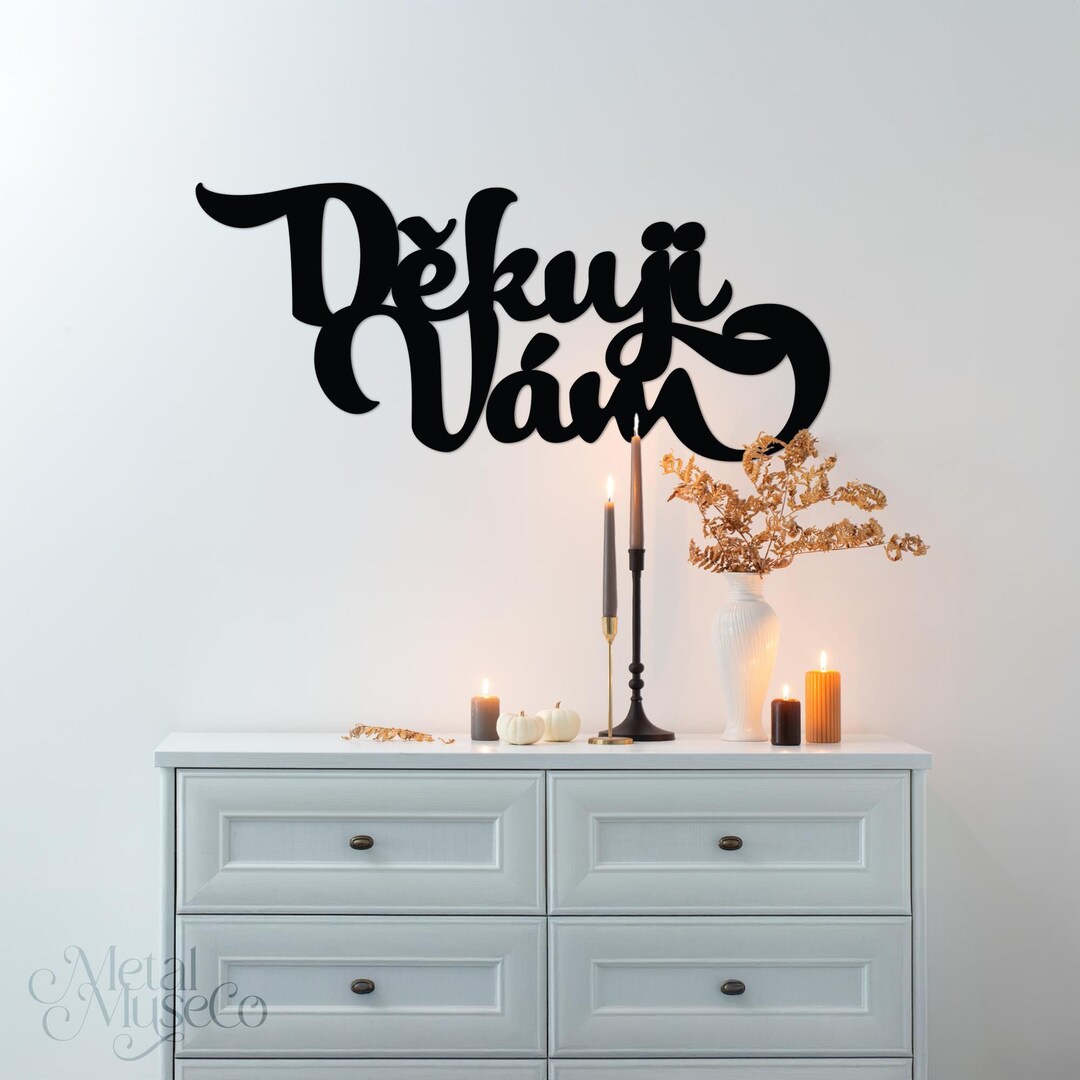 Děkuji Vám Metal Wall Decal | Czech American Home Decor for ...