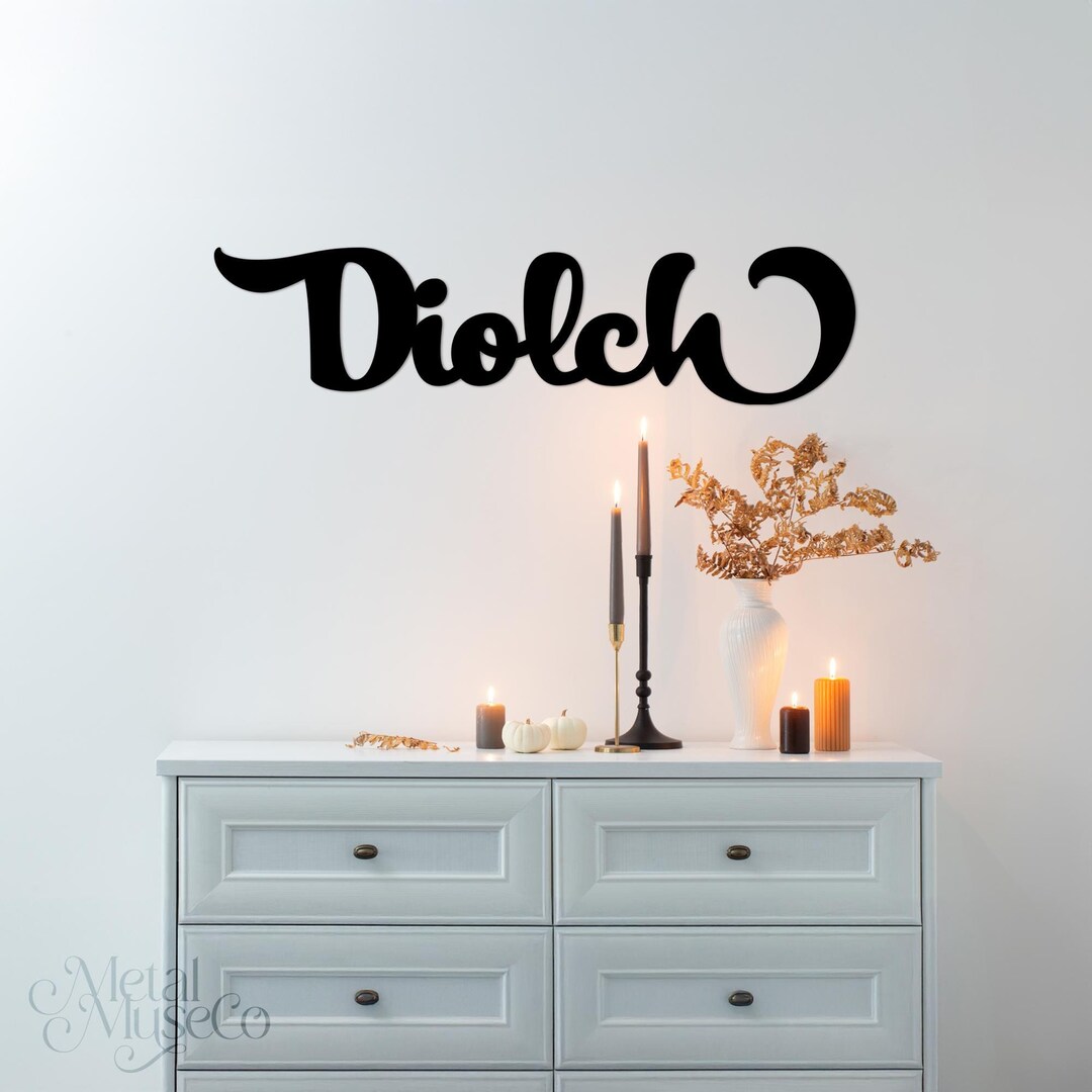 Diolch Metal Wall Decal | Welsh Thanksgiving Home Decor | Large Welsh ...