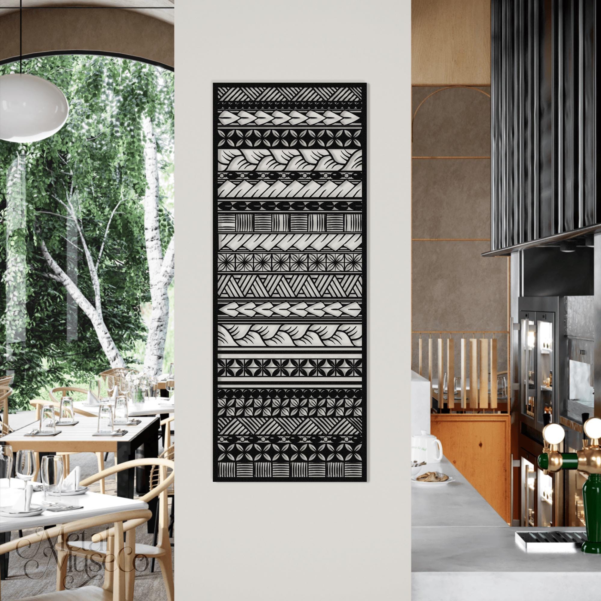 Vertical Wall Decal With Traditional Polynesian Tribal Tattoo Patterns ...