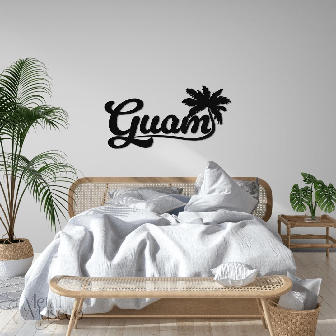 Guam Metal Sign With Palm Tree | Large Wall Art for Guamanians and ...