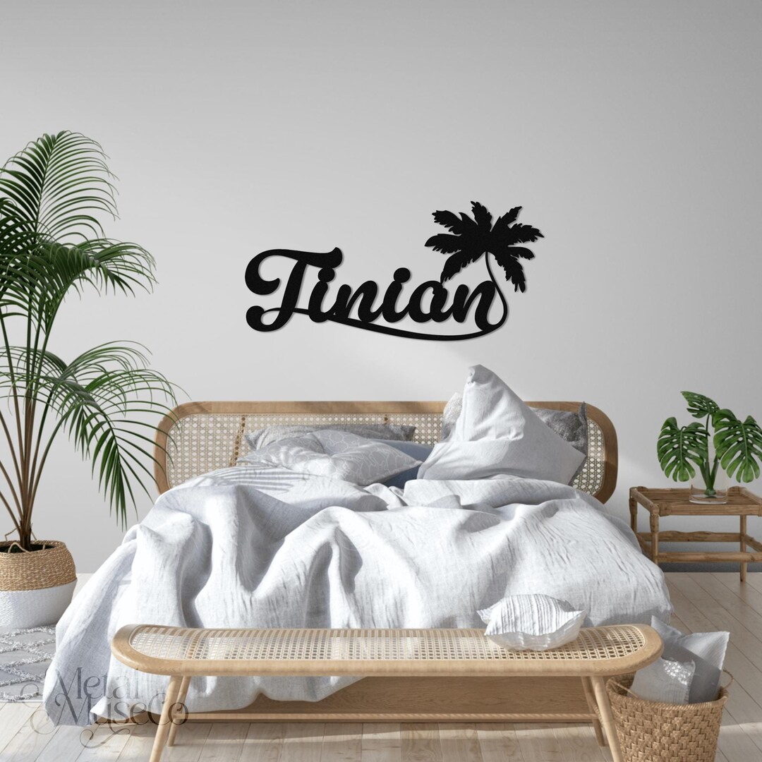 Tinian Metal Sign With Palm Tree Chamorro Pacific Islander Wall Decor ...