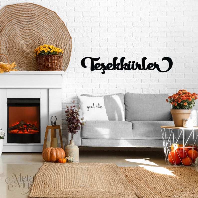 Teşekkürler Metal Wall Decal | Turkish Thanksgiving Home Decor | Large ...