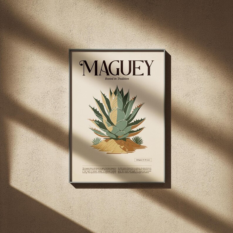 Maguey Wall Art Agave Print Mexican Cultural Decor Minimalist Vintage ...