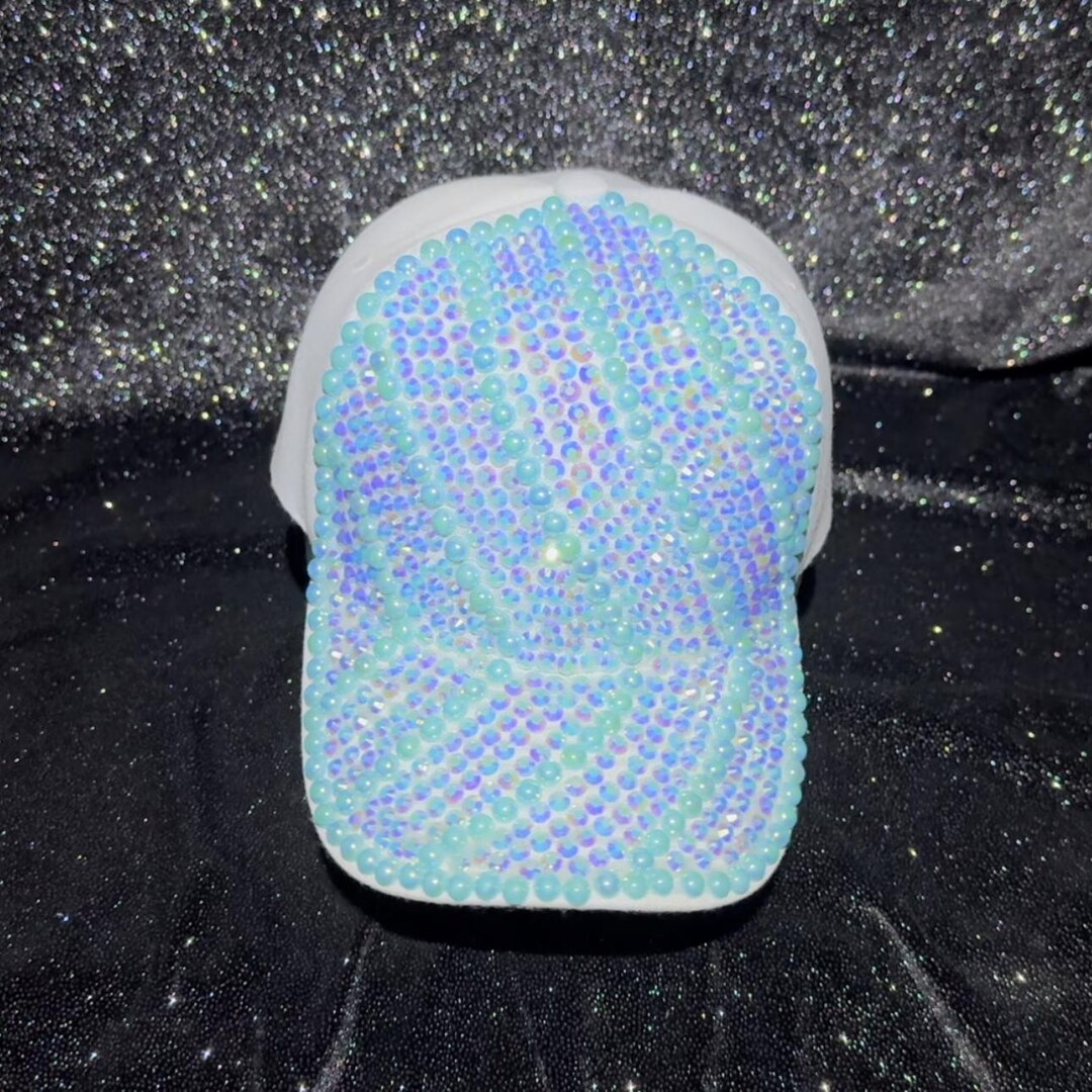 Blue Rhinestone Wave Baseball Hat - Etsy