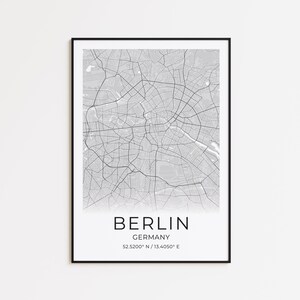 Berlin Map Print Minimalist City Map Wall Art, Germany Home Decor Print ...