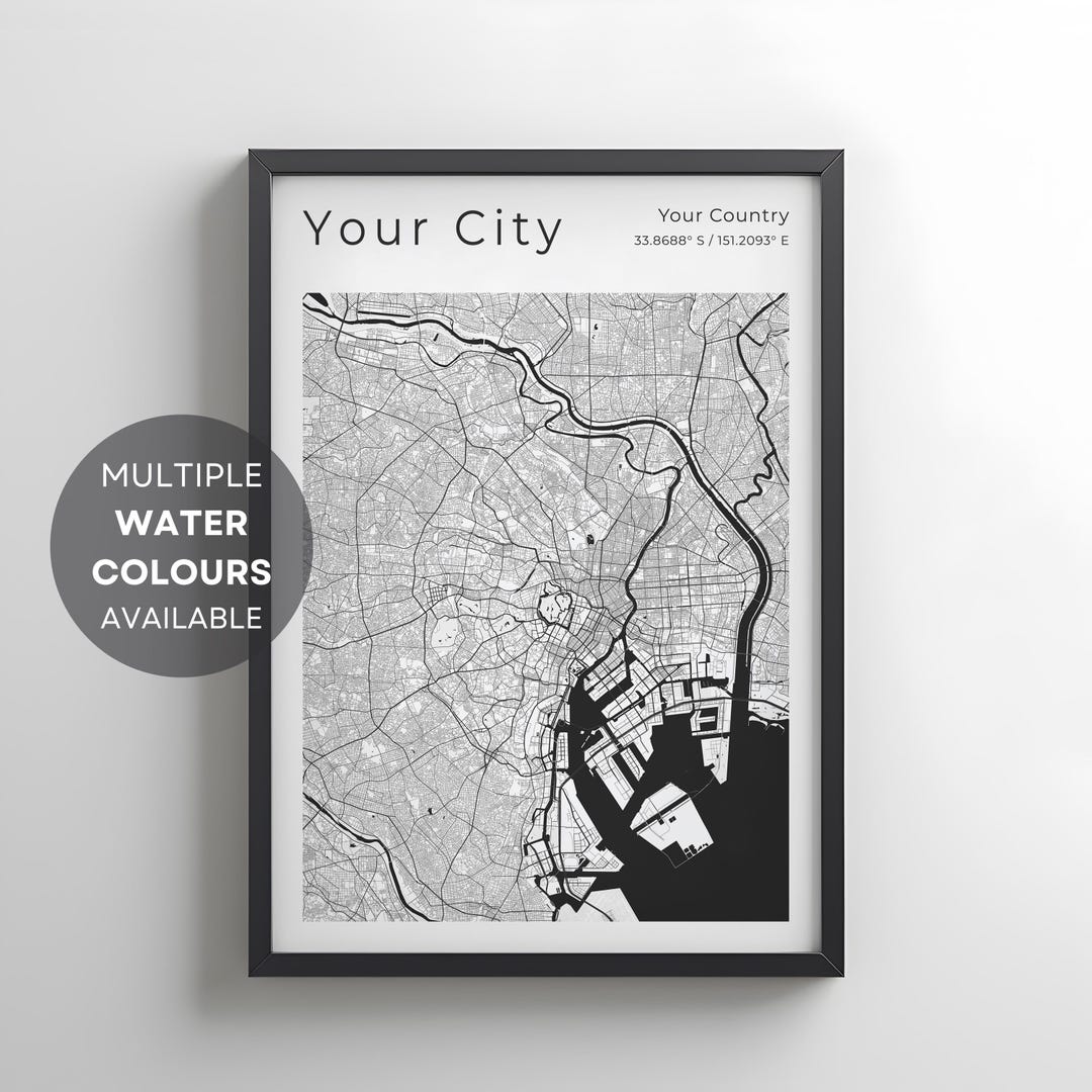 Custom Map Art Print, Colour Options, Choose Your Location, City Map ...