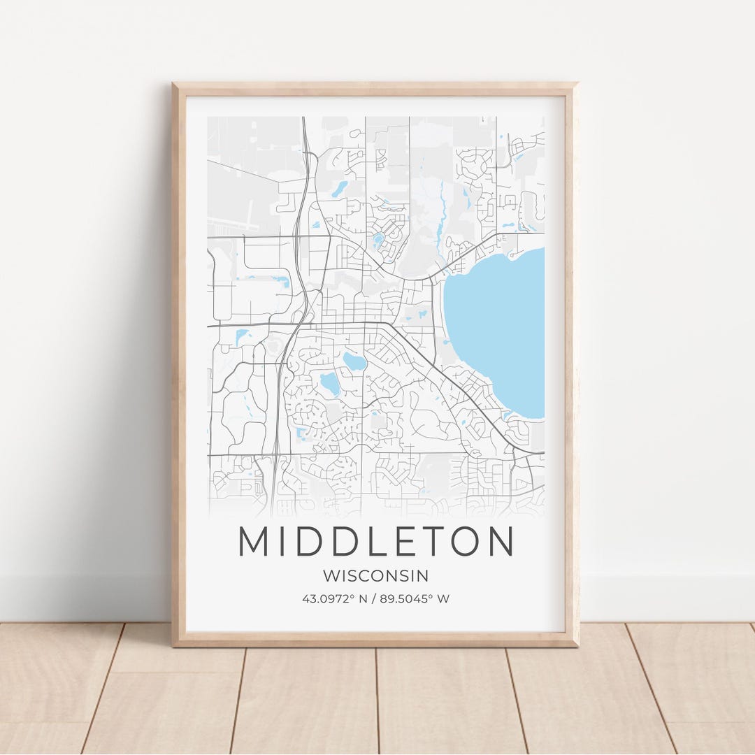 Middleton Map Wisconsin City Map Decor Minimalist Home Middleton Map ...