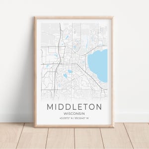 Middleton Map Wisconsin City Map Decor Minimalist Home Middleton Map ...