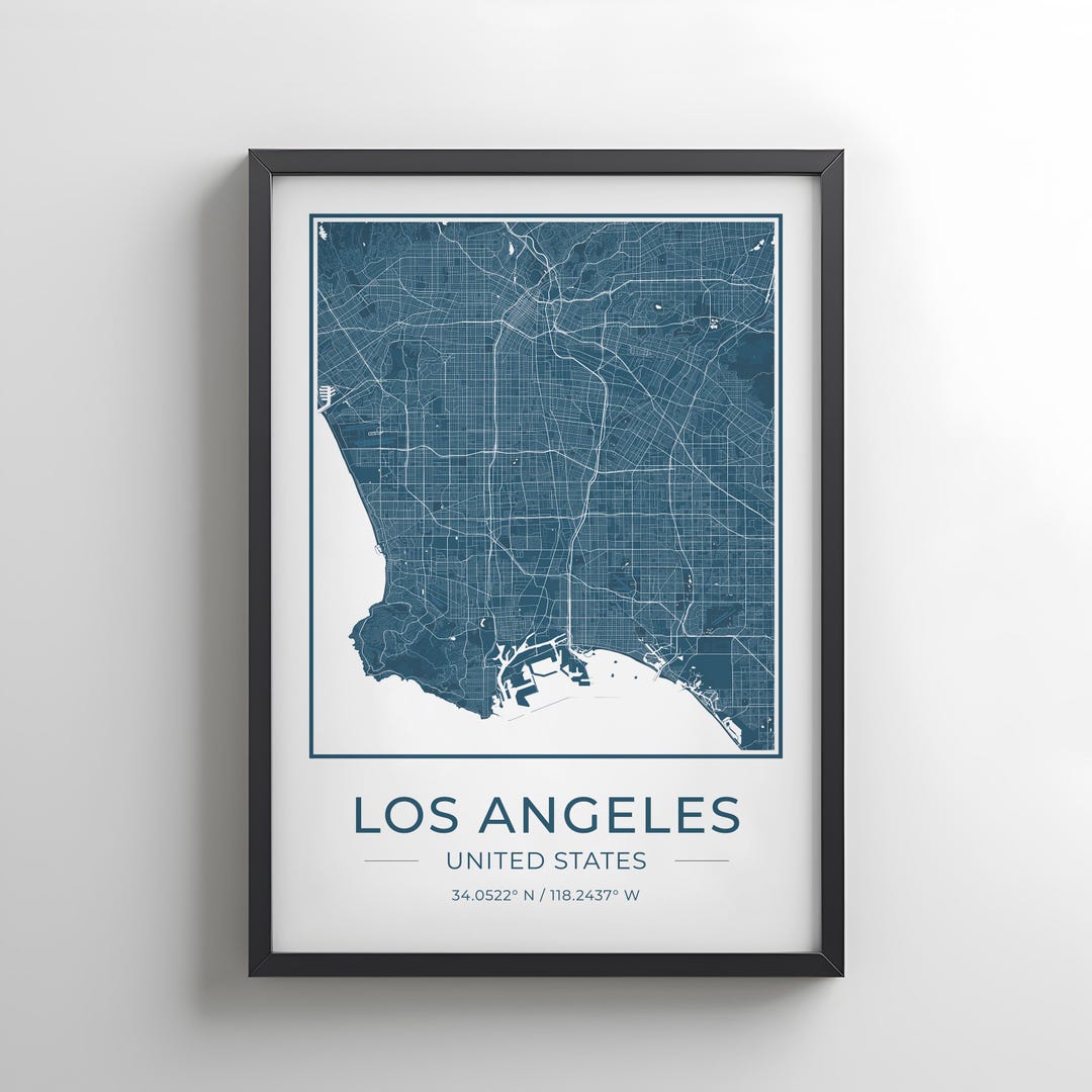 Los Angeles Map Print, City Wall Art, USA Home Decor Poster, Travel ...