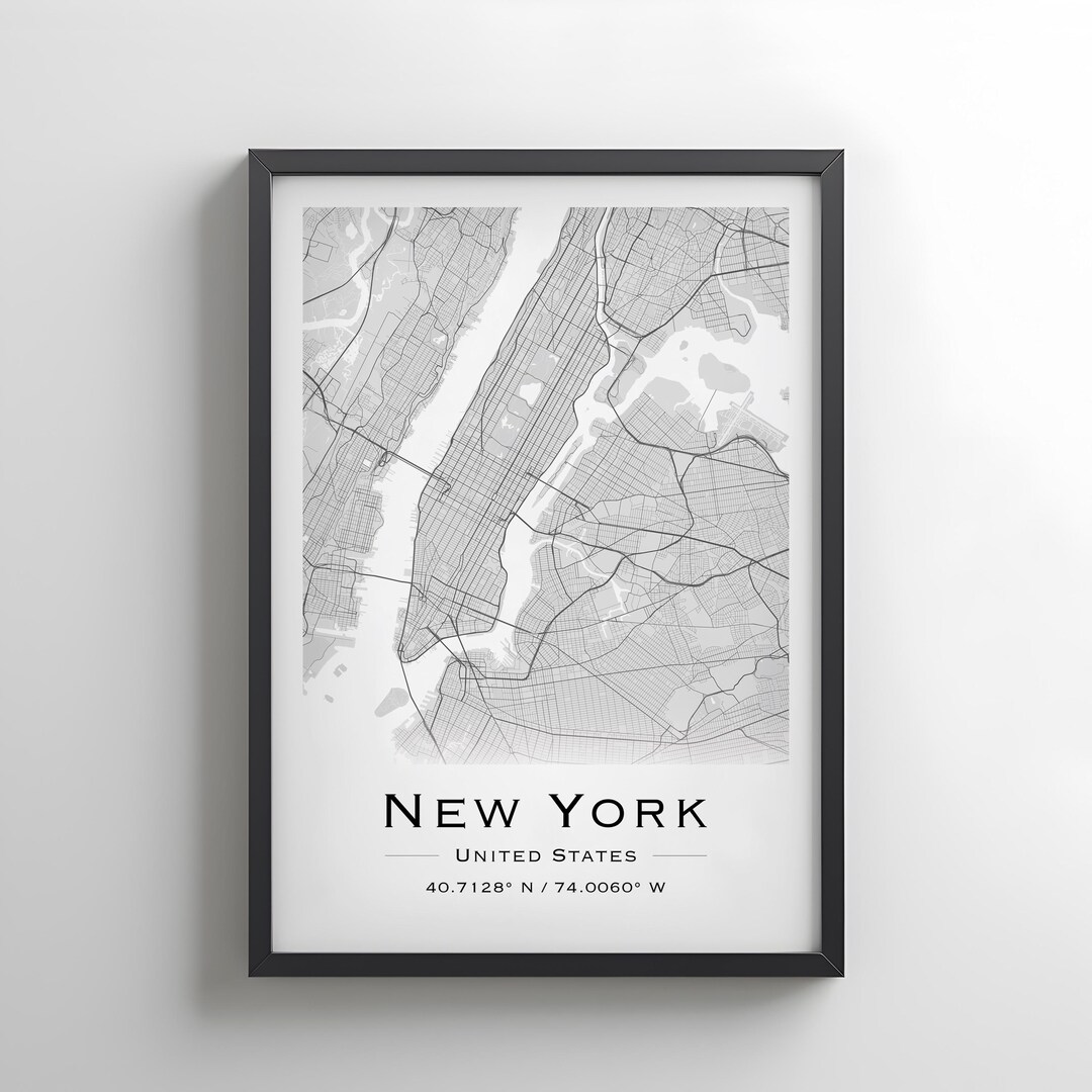 New York Map Print Minimalist City Map Wall Art, New York Home Decor ...