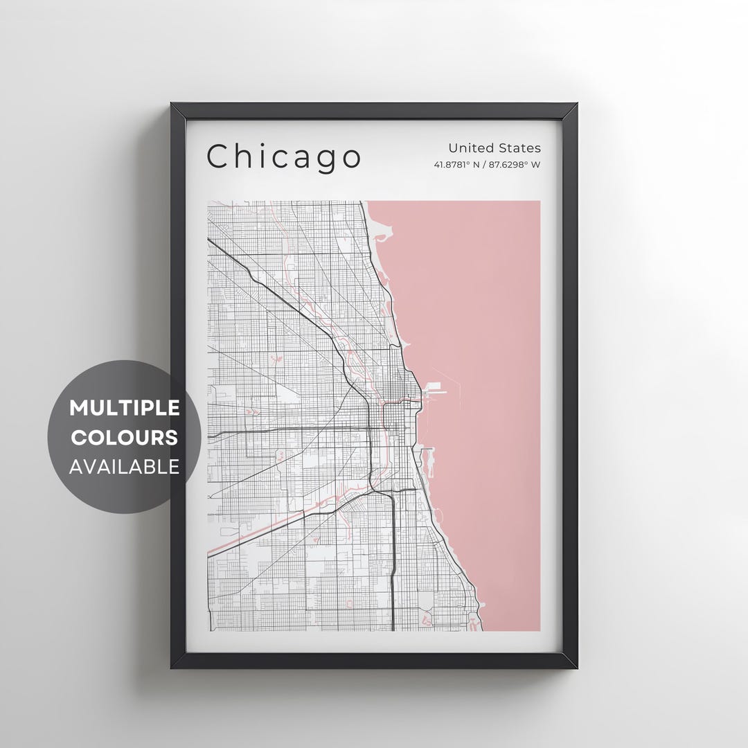 Chicago City Map Print, Street Map Art, Chicago Map Print, Chicago Map ...