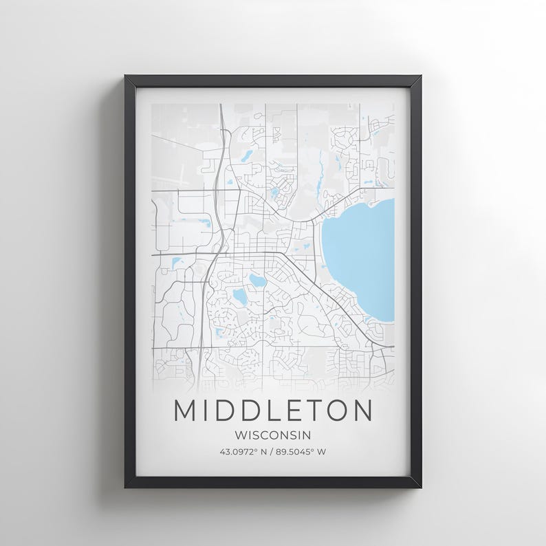 Middleton Map Wisconsin City Map Decor Minimalist Home Middleton Map ...
