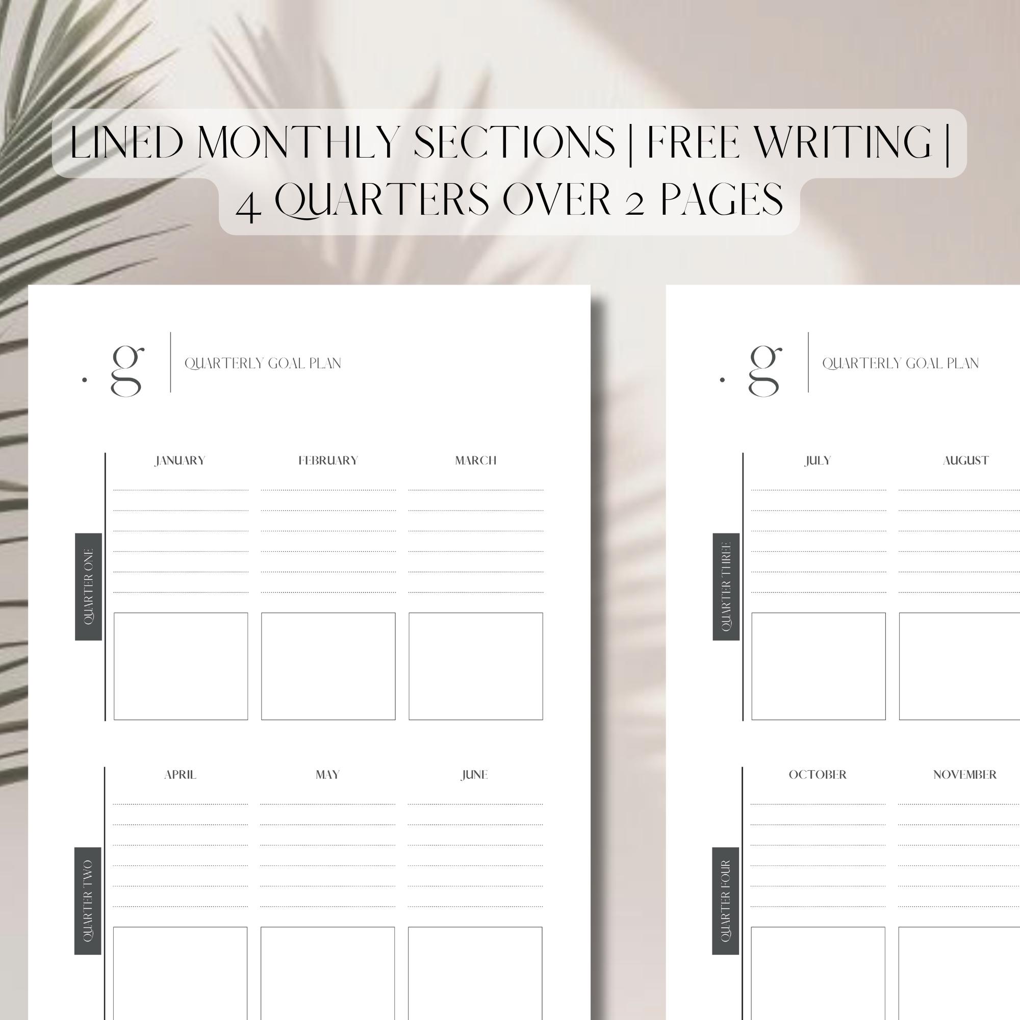 Goals Quarterly Plan Insert | PDF Printable | Monthly Goals Planner ...