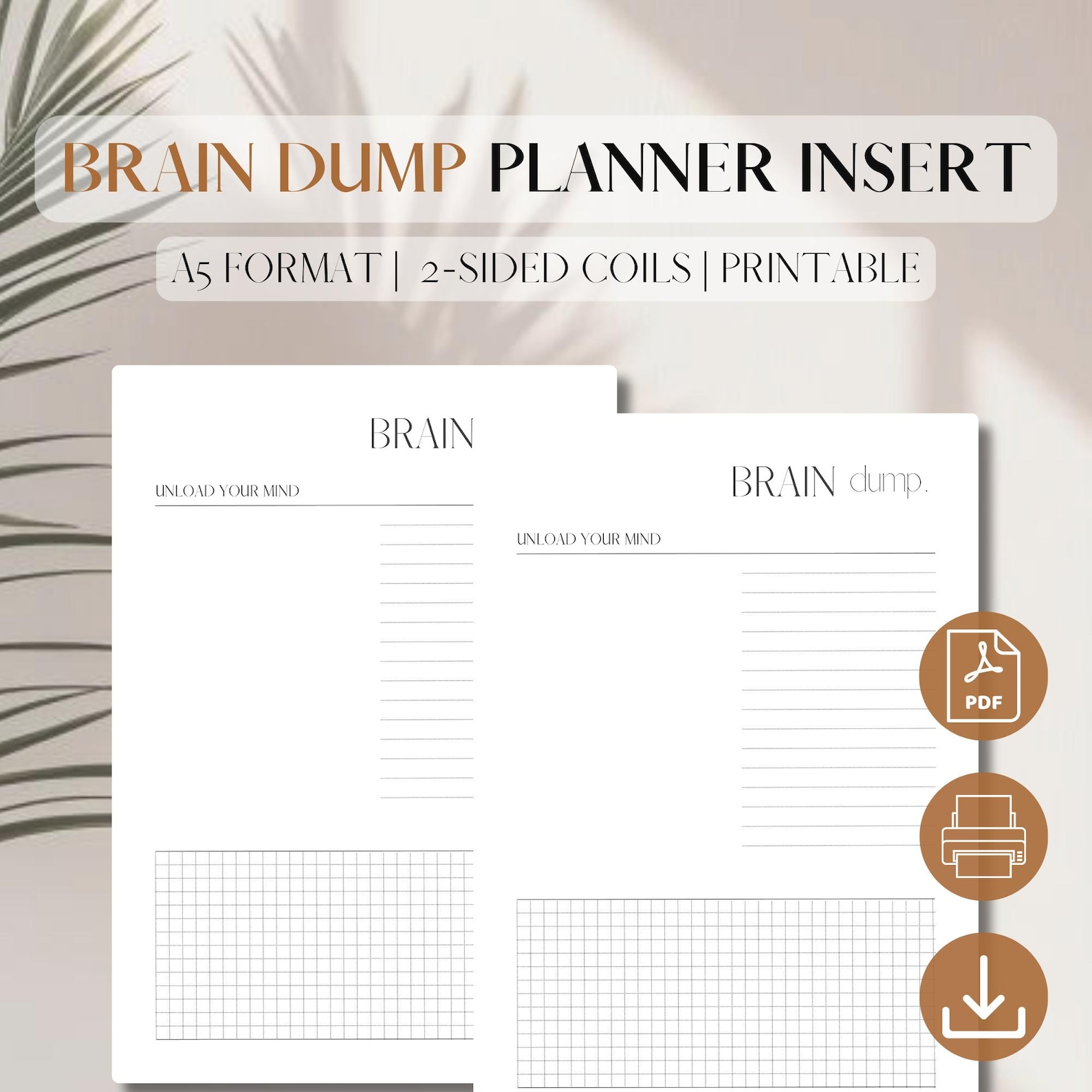 Brain Dump Planner Insert | Idea Organizer | PDF Printable | Brainstorm ...