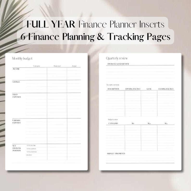 Finance Planner Insert | Budget Planner | Income Expense Log | Money ...