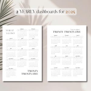 2025 Year at A Glance Dashboards | PDF Printable Planner Insert | 2025 ...