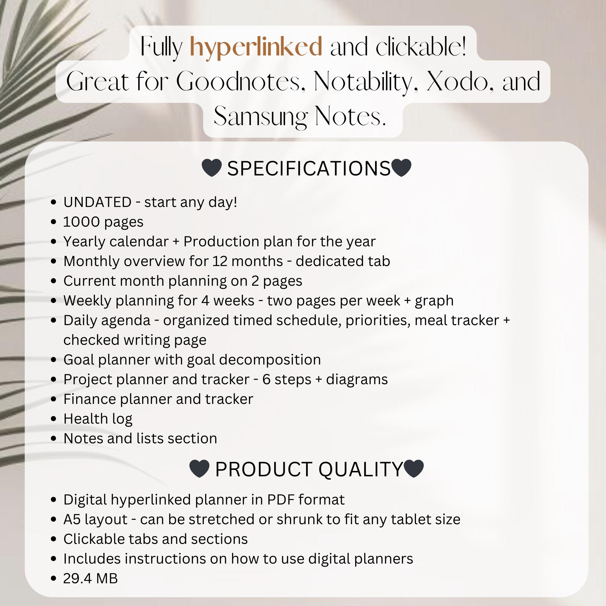 ANY YEAR Ultimate Interactive Planner | Digital Goodnotes Planner ...
