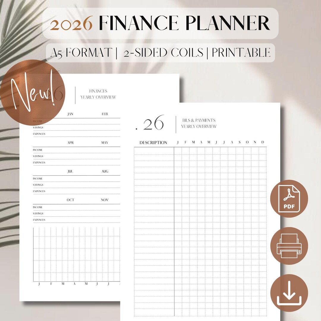 2026 Finance Planner & Tracker Printable Insert | PDF Planner Refill ...