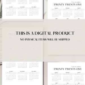 2025 Year at A Glance Dashboards | PDF Printable Planner Insert | 2025 ...